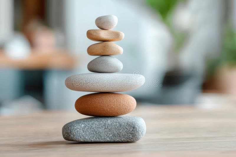 A Serene Stacked Stone Arrangement Symbolizing Balance and Harmony in a ...