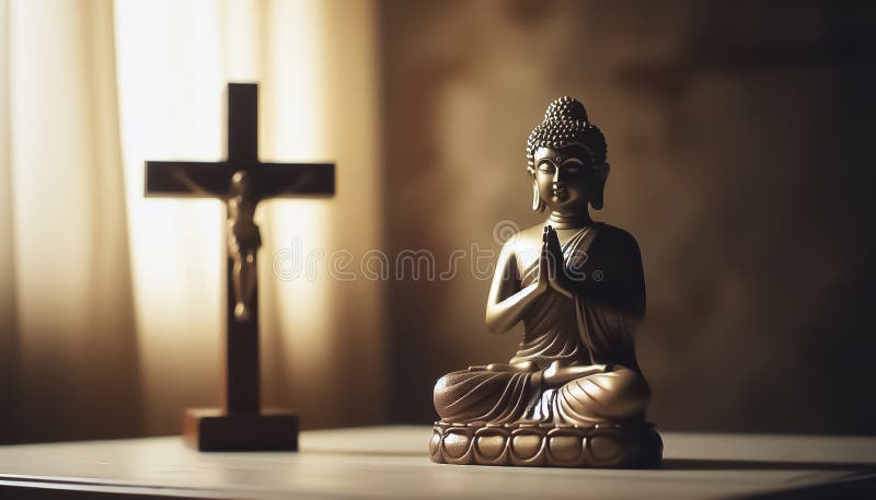 The Harmonious Symbolism Buddha and Cross Beautifully Depicted in Soft ...