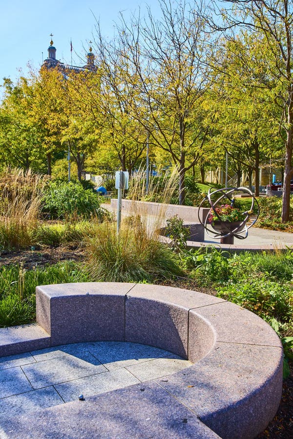 Serene Stone Bench and Sculpture in Smale Riverfront Park Eye-Level ...