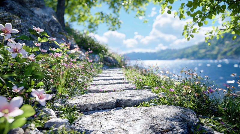 A Serene Stone Path Symbolizing Fertility and Renewal after Drought and ...