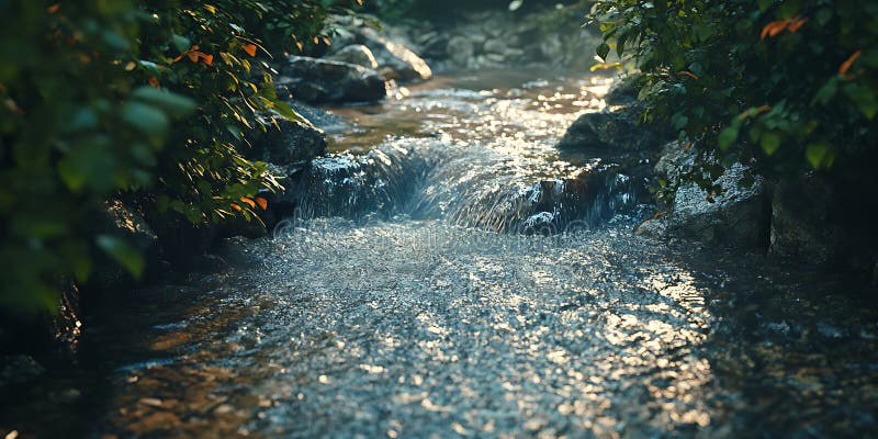 Serene Stream Natures Tranquil Beauty Captivating River Scene Stock ...
