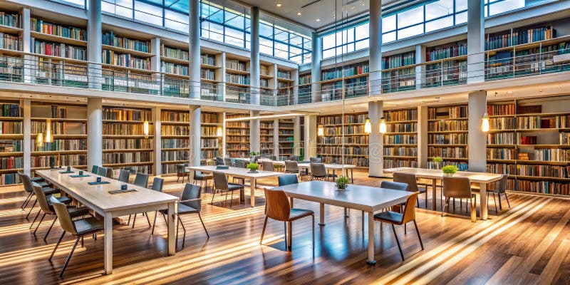 Serene Study Haven a Modern University Library Interior Designed for ...
