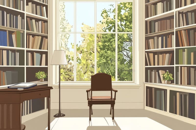 Tranquil Study Room stock illustration. Illustration of environment ...
