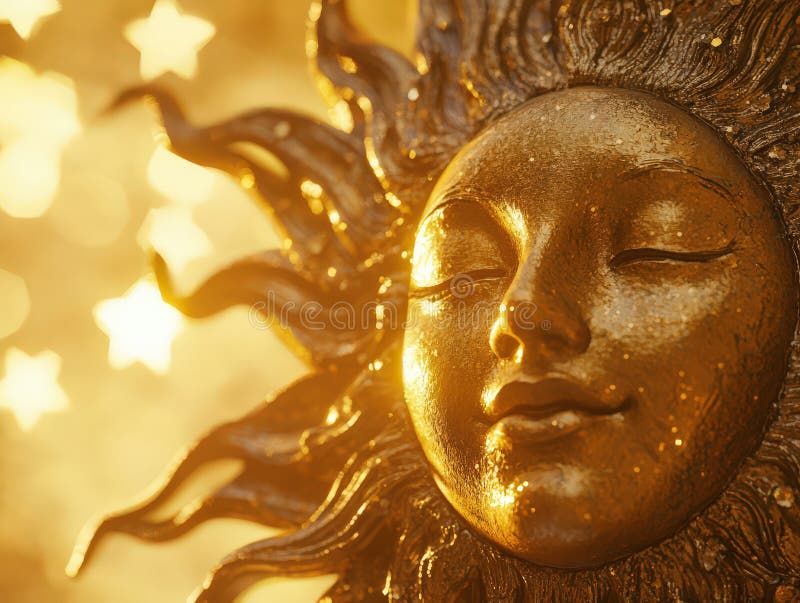 Serene Sun Face Sculpture Radiating Happiness with Intricate Textures ...