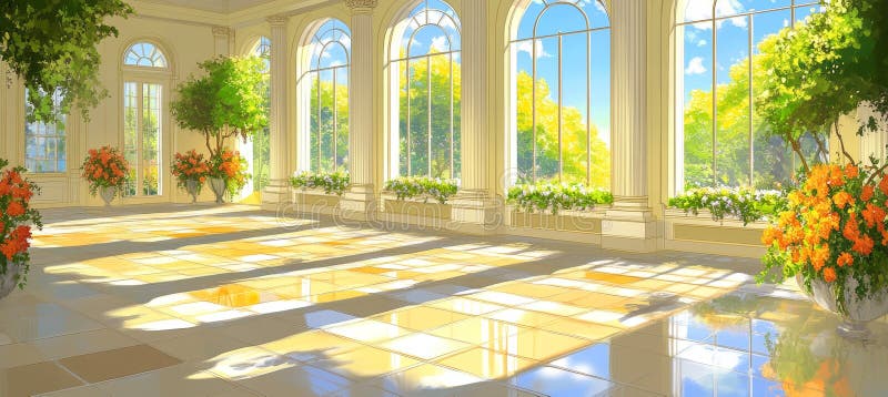 Serene Sunlit Atrium, Perfect Harmony Elegance and Natural Beauty ...