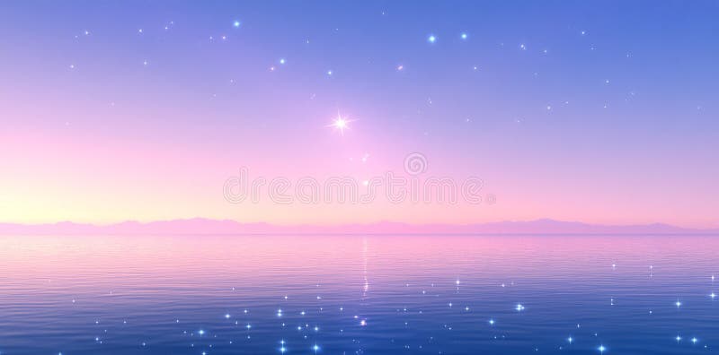 Serene Sunset: a Calm Ocean Reflecting the Evening Sky Filled with ...