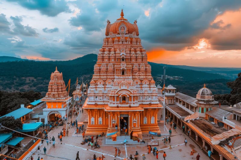 Majestic Sunset Over the Grand Rath Yatra Temple Amidst a Ceremonial ...