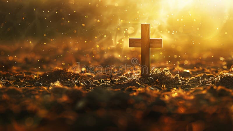A Serene Sunset Cross Scene. AI Generated Stock Image - Image of ...