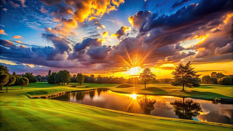 Serene Sunset Over the Golf Course a Breathtaking Vertical Video Loop ...