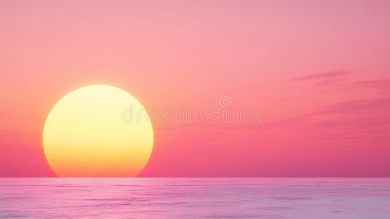 Serene Sunset Over Ocean Creates Beautiful Pink and Orange Gradient ...