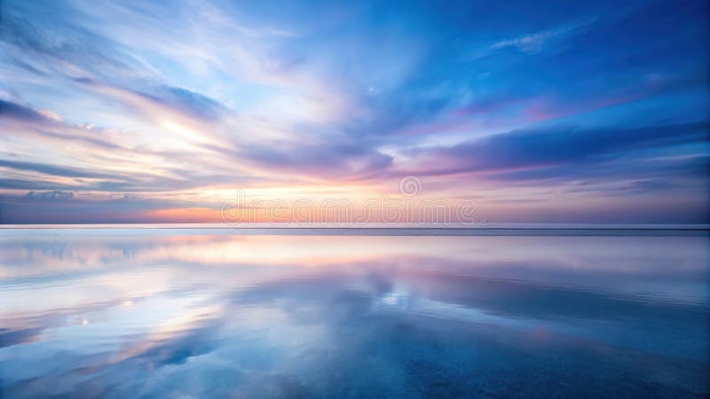 Serene Sunset Reflection Tranquil Water Mirrors a Pastel Sky ...