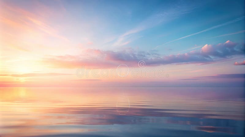 Serene Sunset Reflection Tranquil Waters Mirroring a Pastel Sky with a ...