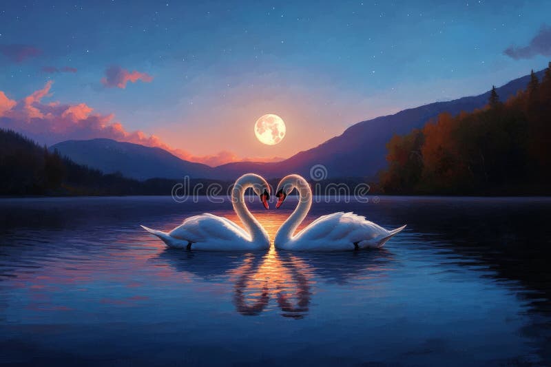 Serene Swans Seen from Above, Aerial View Flock of Swans Gliding on ...