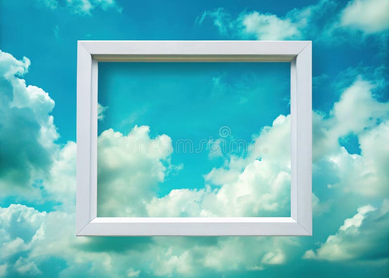 Serene Teal Sky with White Frame a Breathtaking Cloudscape Background ...