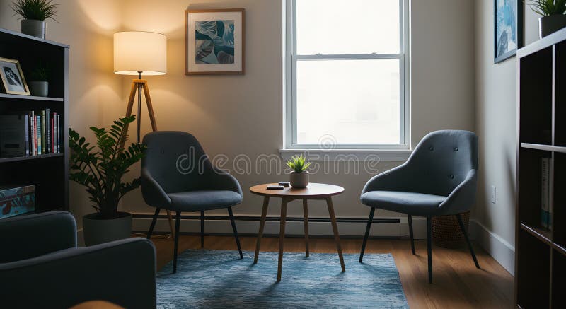 Serene Therapy Office Interior: Calm Workspace Design with Comfortable ...