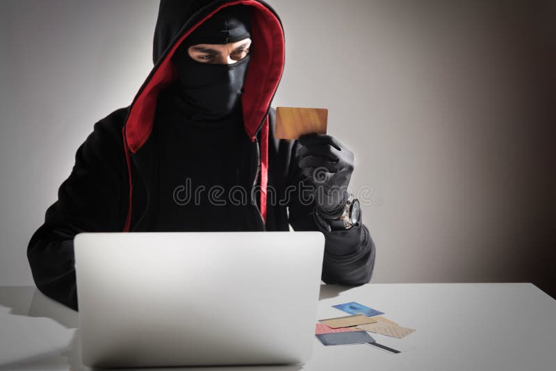 Serene Thief Robbing from Notebook Computer Stock Photo - Image of ...