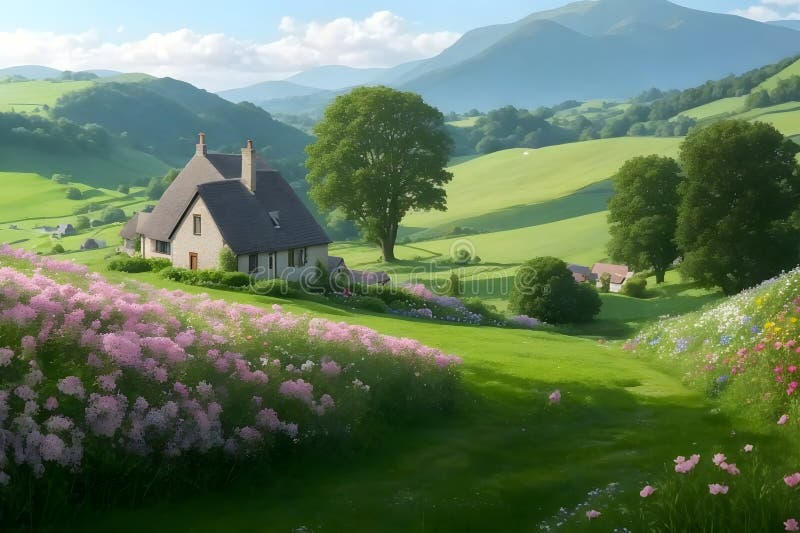 A Serene and Tranquil Countryside Scene Generated by Ai Stock ...