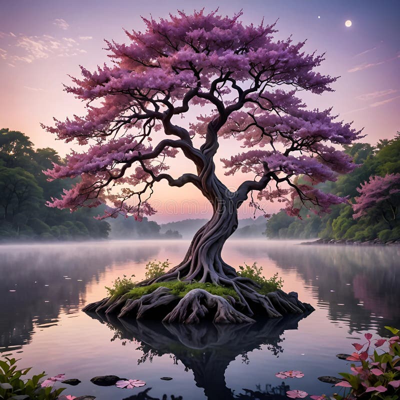 Delicate Pink Cherry Blossoms Misty Evening Stock Photos - Free ...