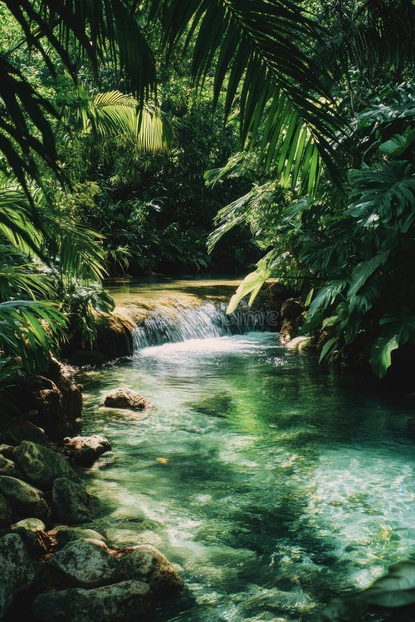 Serene Tropical Stream stock photo. Image of peaceful - 390029794