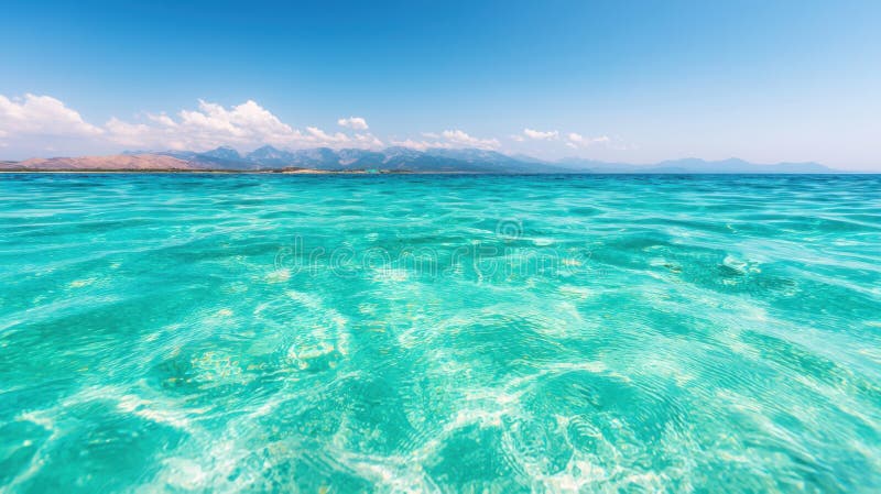 Serene Turquoise Waters Embrace a Sunny Horizon Stock Illustration ...