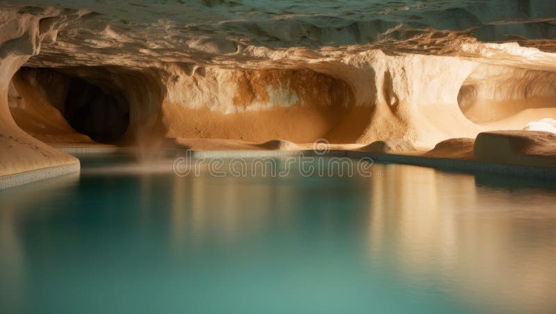 Serene Underground Pool in a Natural Cave. Stock Photo - Image of pool ...
