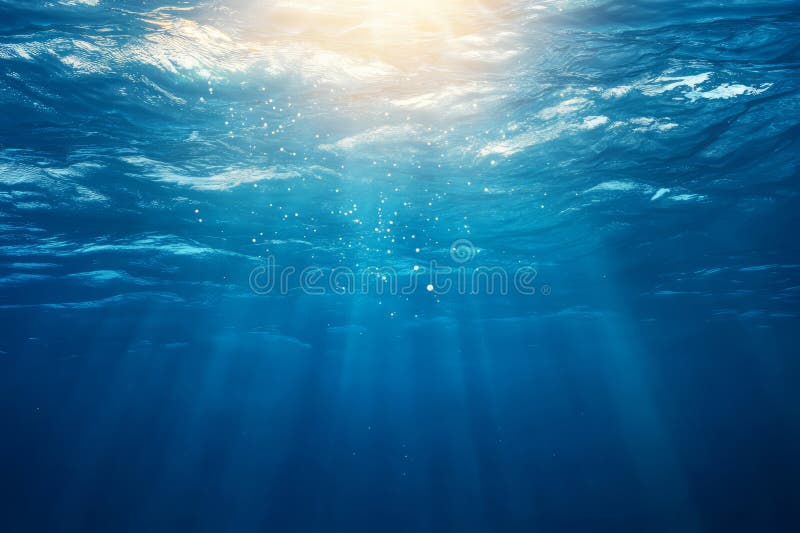 Serene Underwater Background Soft Sunlight Filtering Deep Blue Water ...