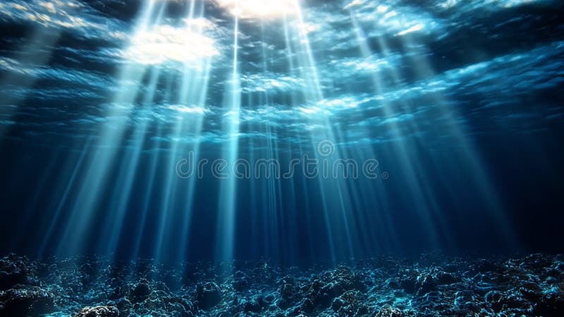 Serene Underwater Light Beams Create Tranquility Beneath Ocean Surface ...