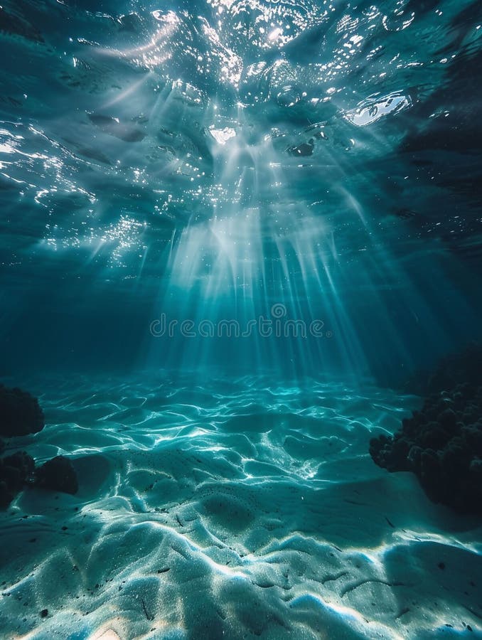 Serene Underwater Scene with Sunlight Streaming through Crystal Clear ...