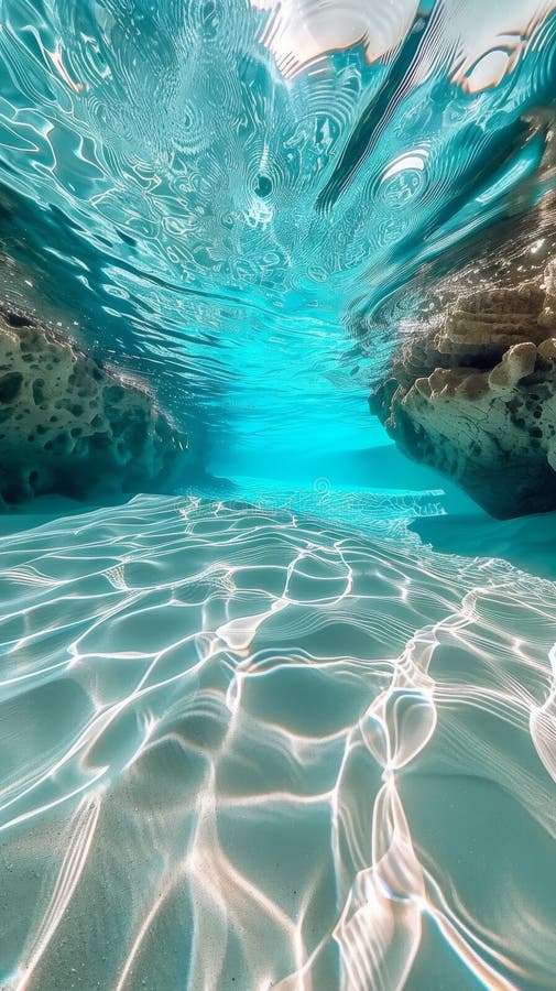 Serene Underwater View of Sunlight Filtering through Ocean Water ...