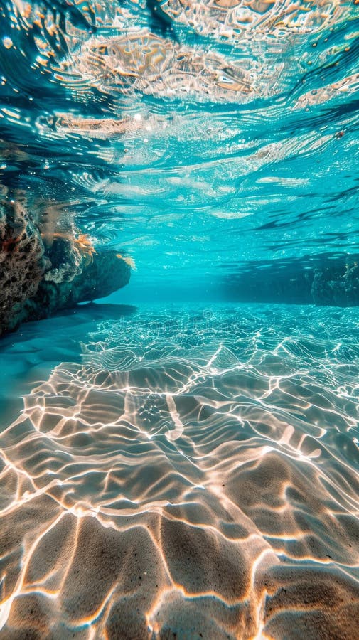 Serene Underwater View of Sunlight Filtering through Ocean Water ...