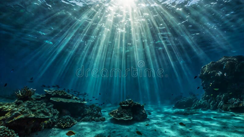 A Serene Underwater World Illuminated by Gradient Light Beams in Aqua ...