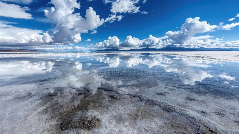 Serene Uyuni Salt Flats Reflection Bolivia Stock Illustration ...