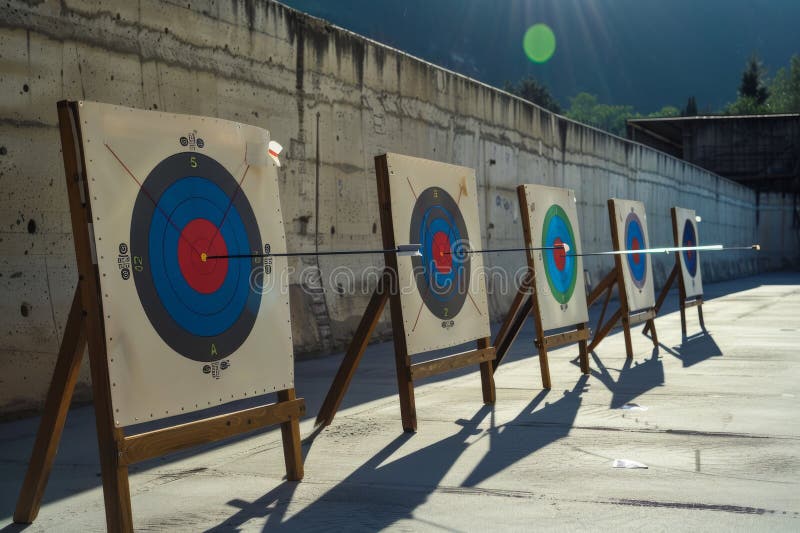 Empty Olympic Archery Range with Targets Stock Illustration ...