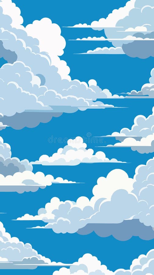 A Blue Sky with Clouds Cartoon Drawing Artwork Vector Ai Generated ...