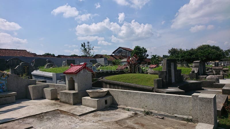 A Serene View of a Cemetery Under a Blue Sky Stock Image - Image of ...