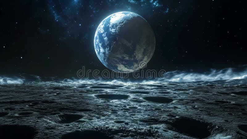 Moonlit Night on Lunar Surface Stock Footage - Video of lunar, system ...