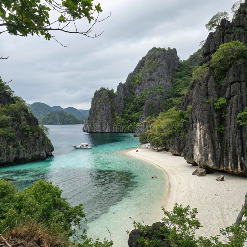Palawan Philippines, Beautiful Limestone Rock Beach in Coron Palawan ...