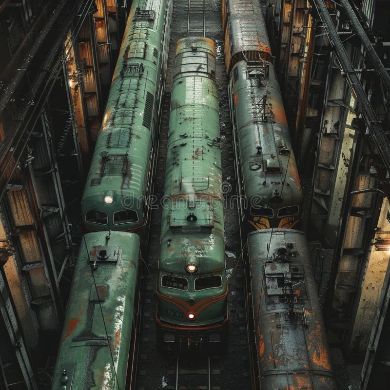 A Serene View of Parked Trains, Showcasing the Beauty of Rail Transport ...