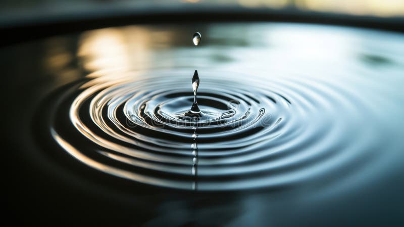 Serene Water Droplet Creating Ripple in Calm Pond Stock Photo - Image ...