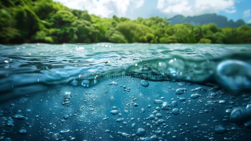 A Serene Water Scene Highlighting Eco Responsibility with Lush Greenery ...