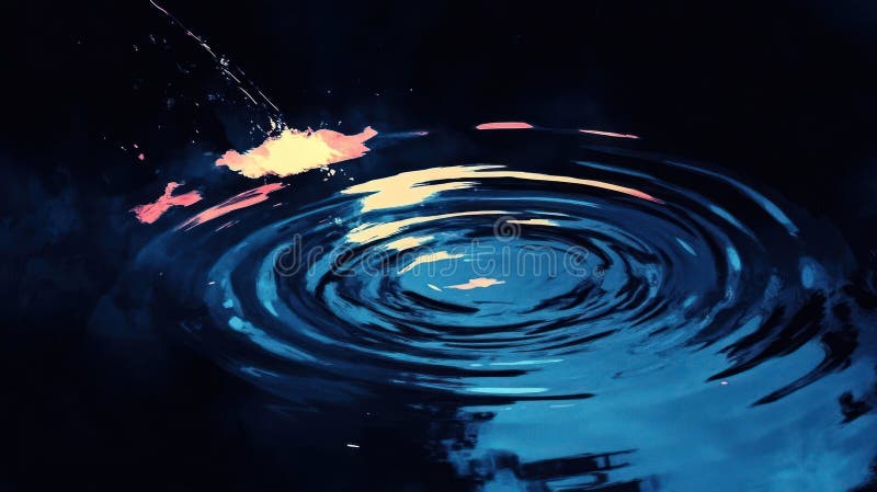 A Serene Water Surface Disturbed by a Splash, Creating Ripples in a ...