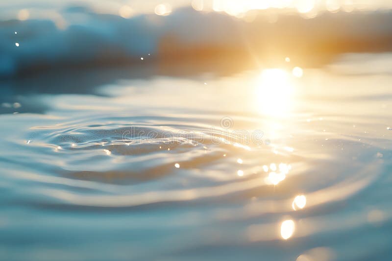 Serene Water Surface with Sunlight Reflection Peaceful Ocean Waves at ...