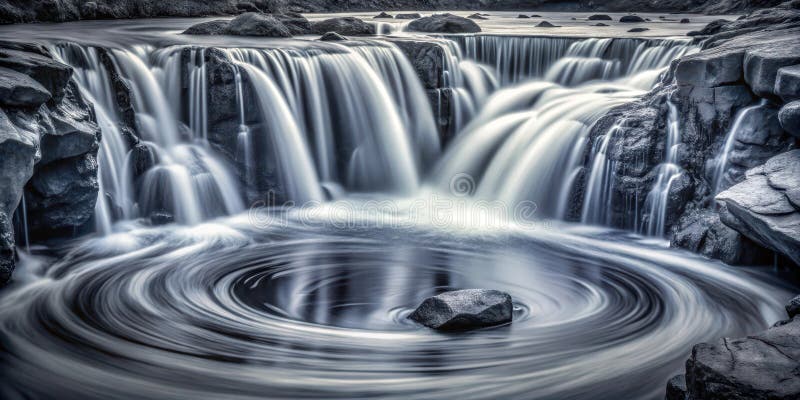 Serene Waterfall with a Mesmerizing Whirlpool in a Rocky Stream ...