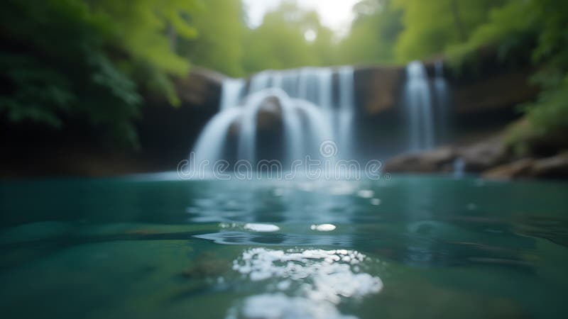 Serene Waterfall View from the Water Surface Stock Illustration ...