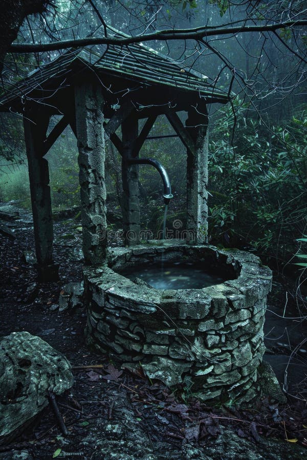 A Serene Well Nestled in a Lush Forest Setting. Ideal for Nature-themed ...