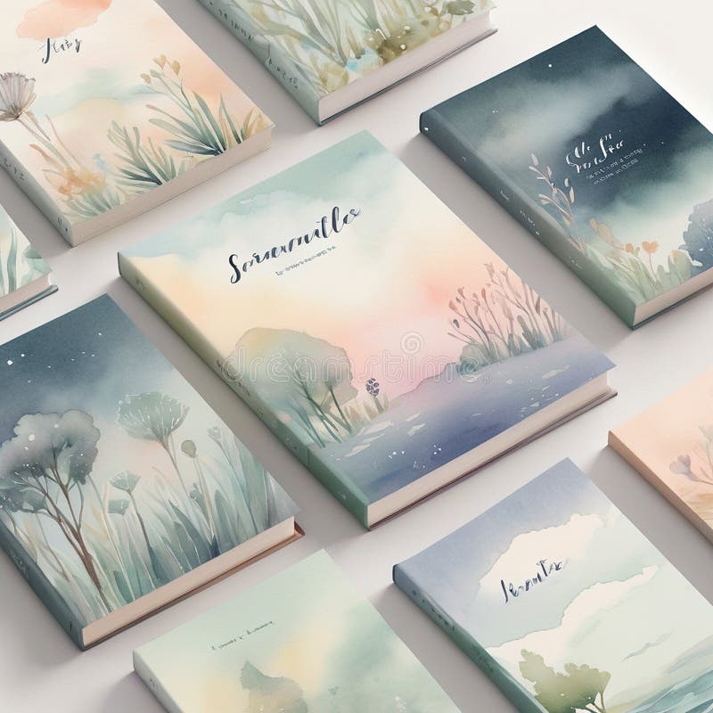Serene and Whimsical Book Covers Wit Soft Pastel Colors and Delicate ...