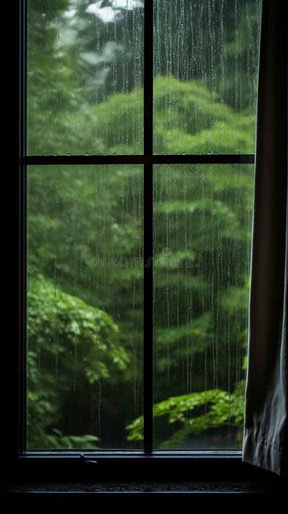 A Serene Window View of a Forest Stock Image - Image of branches ...