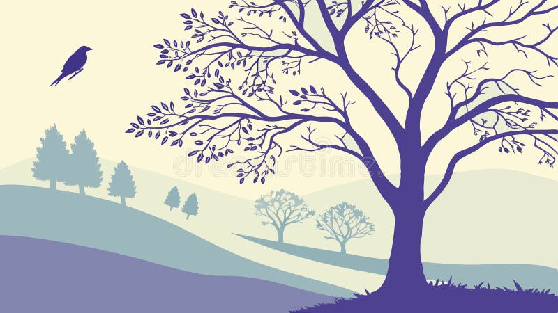 Serene Winter Landscape with Bare Tree, Symbolizing Dormancy Resilience ...