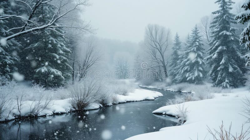 Serene Winter Landscape, Snow-Covered Trees, Pines, and Cypress by ...