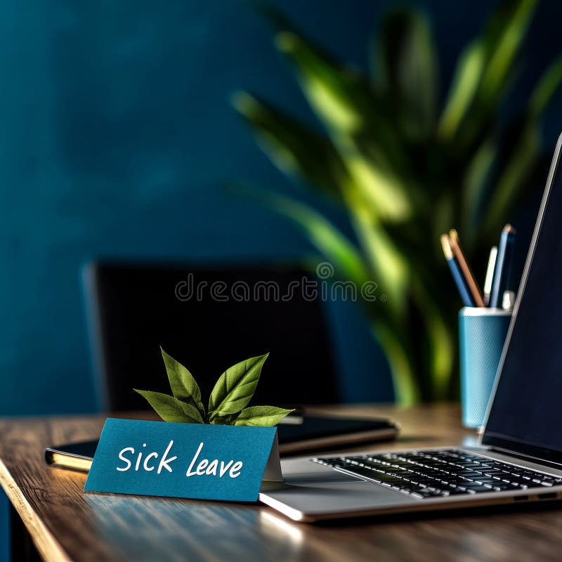 A Serene Workspace Featuring a Laptop a Plant and a Note Indicating ...